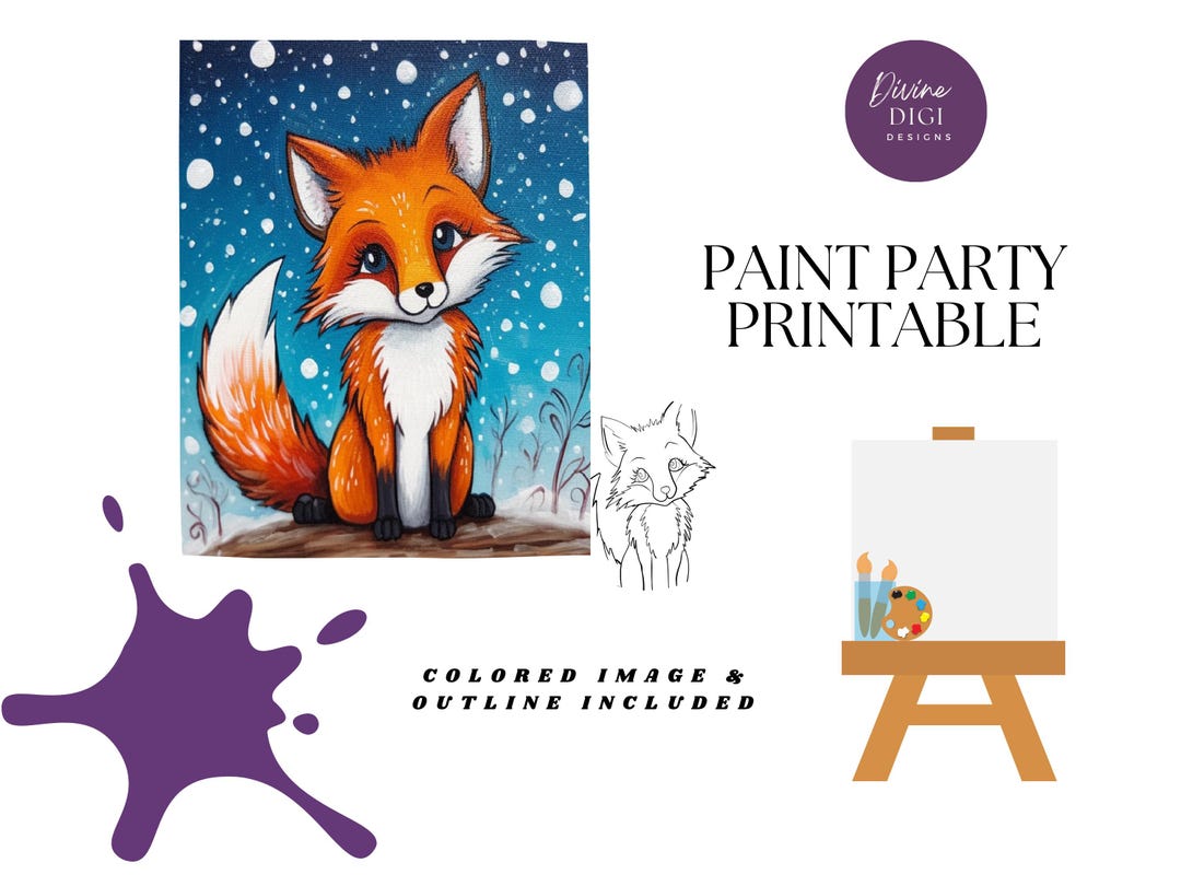 Winter Fox Coloring Page & Painting Tracer: DIY Winter Template ...