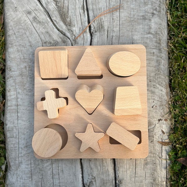 Wooden Geometric Shapes Puzzle - Etsy