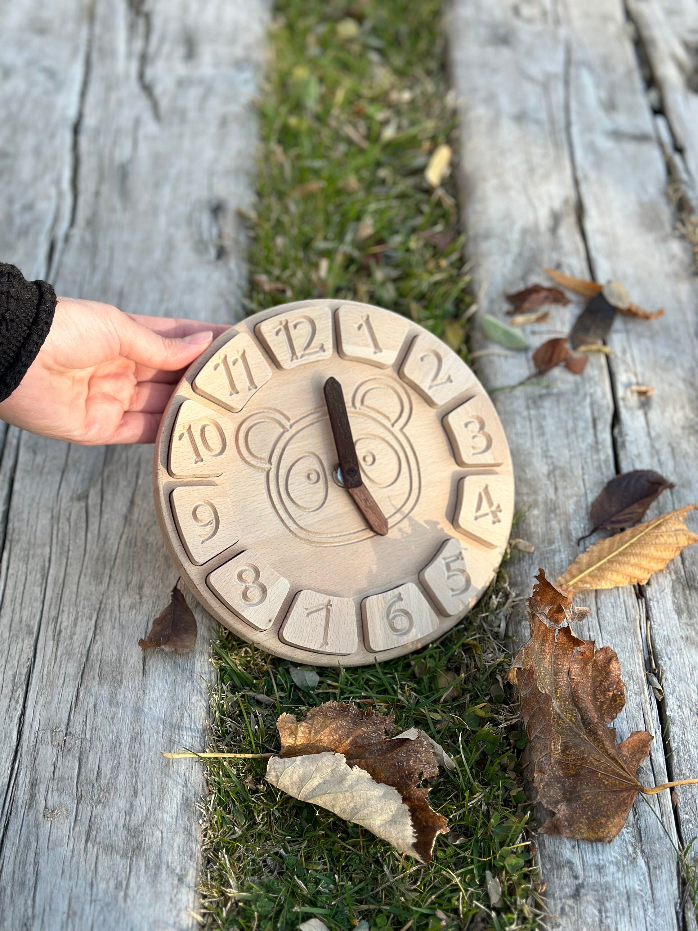 Wooden Clock Puzzle, Wooden Shape Puzzle, Educational Toy, Wooden Toy ...