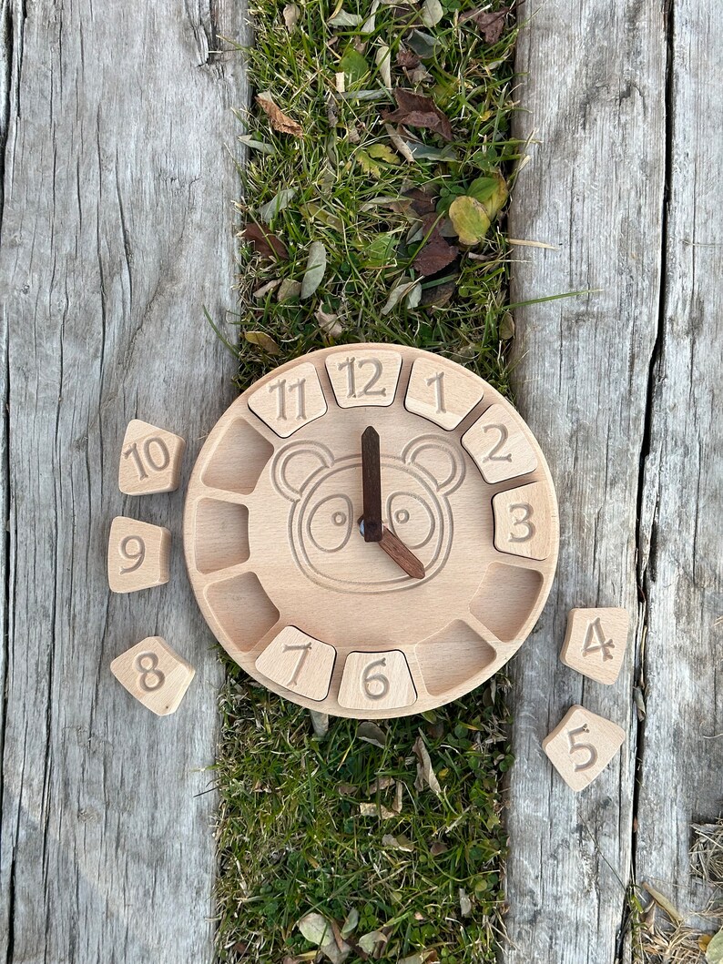 Wooden Clock Puzzle, Wooden Shape Puzzle, Educational Toy, Wooden Toy ...
