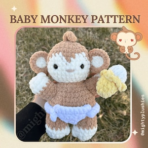 Baby Monkey in Diaper Design Pattern Plush Crochet English Pdf - Etsy