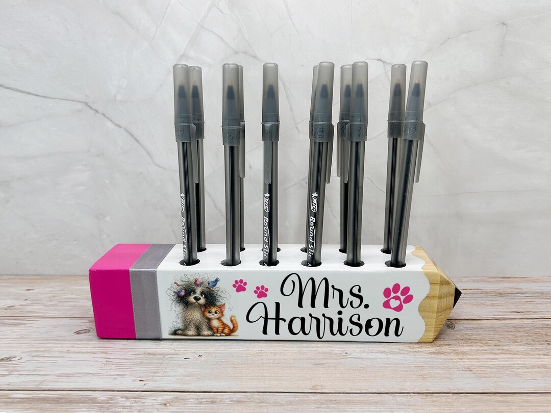 Personalized Mini Pencil Holder With Cat and Dog Clipart | Personalized ...