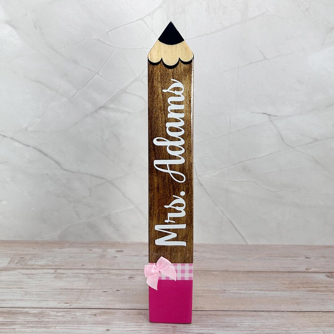 Personalized Wooden Pencil Door Stopper, Teacher Gift, Classroom Decor ...