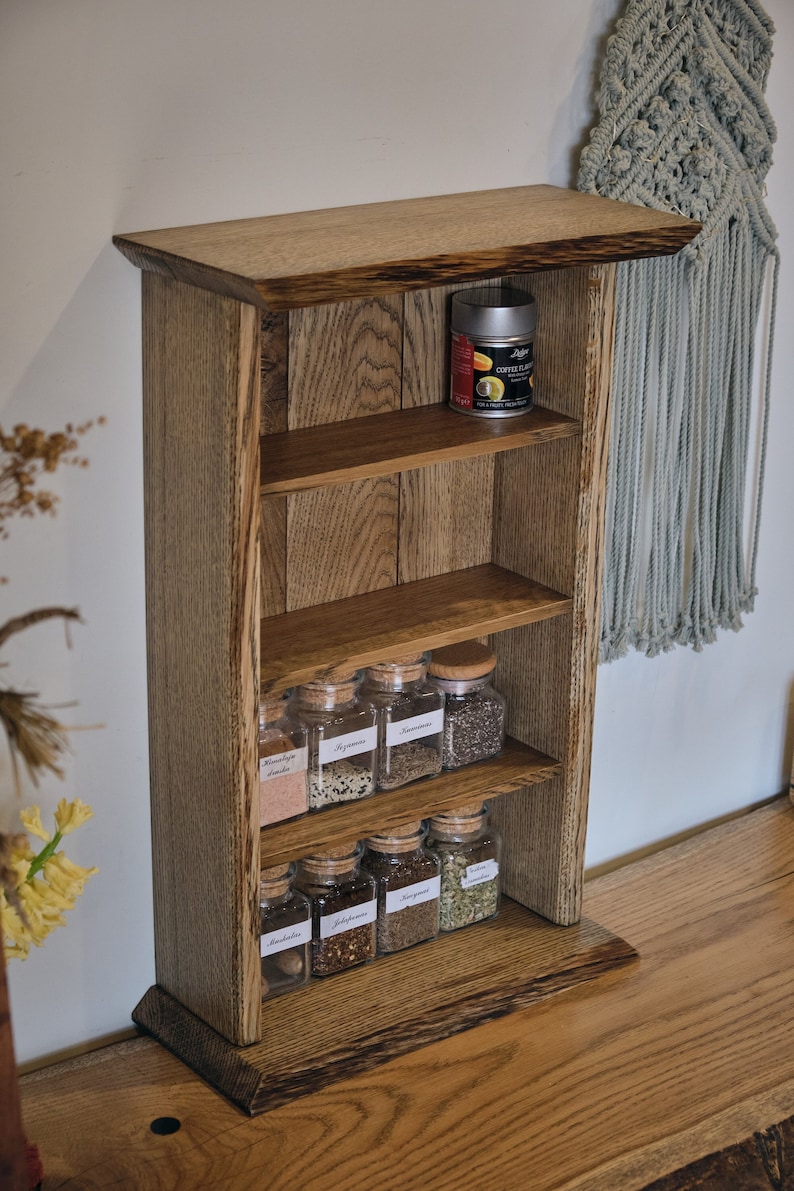 Handmade Oak Spice Rack // Rustic Wooden Shelf // Small Cabinet ...