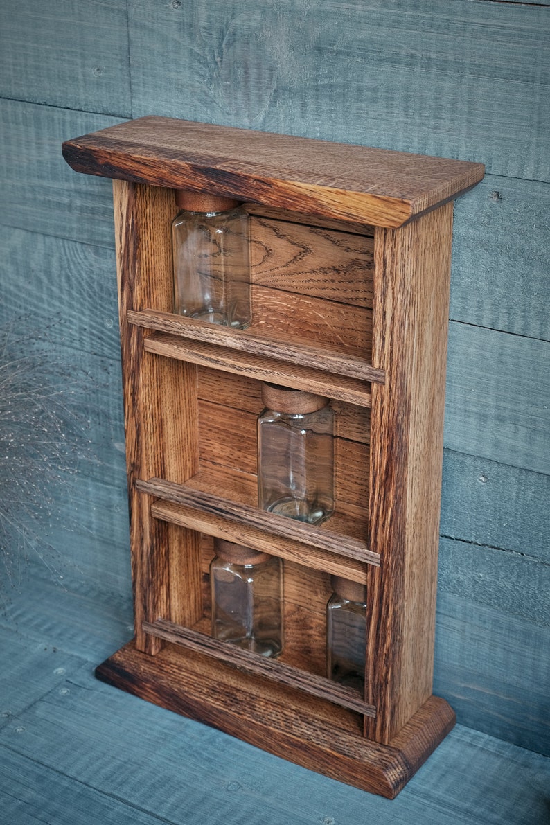Handmade Oak Spice Rack // Rustic Wooden Shelf // Small Cabinet ...