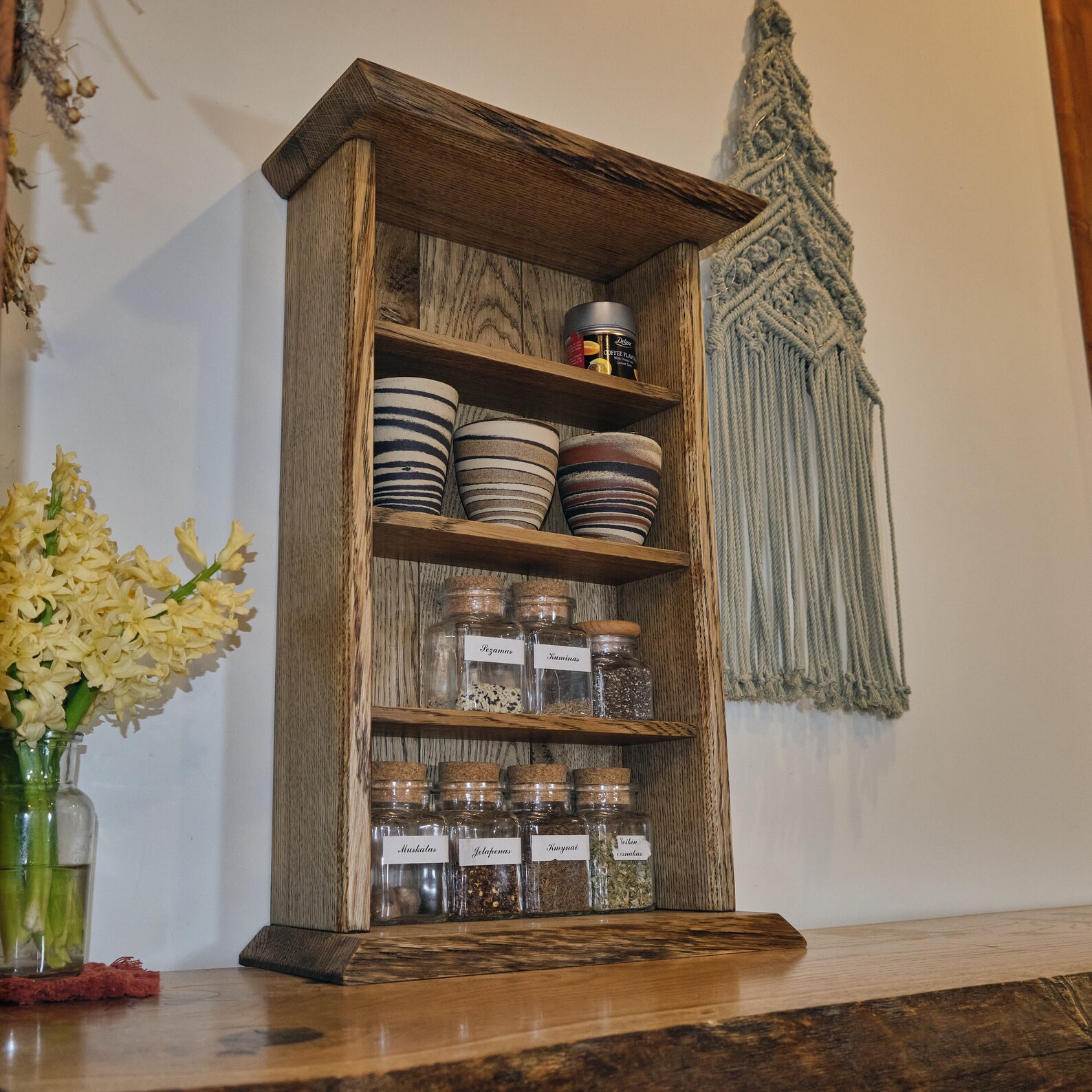 Handmade Oak Spice Rack // Rustic Wooden Shelf // Small Cabinet ...
