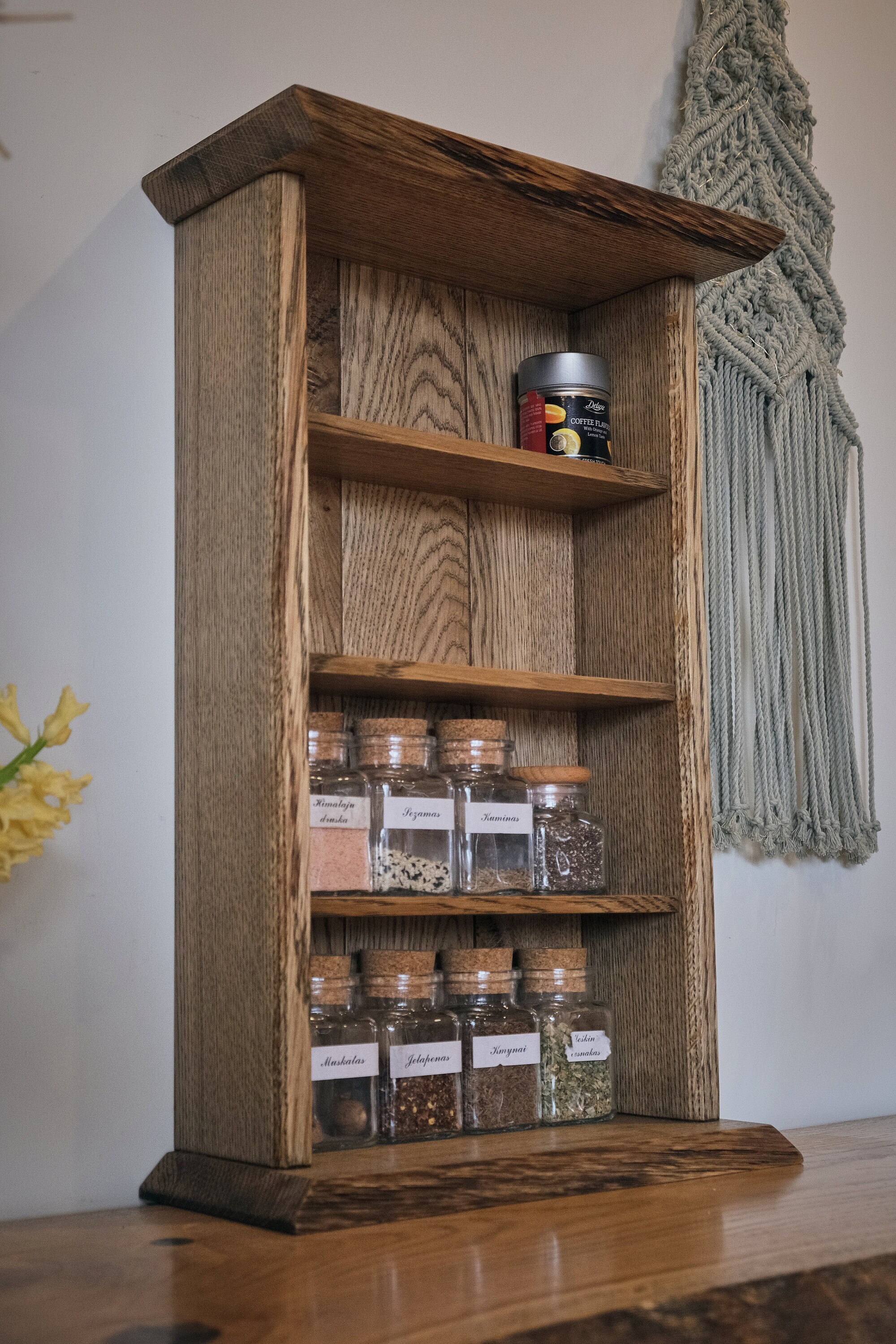 Handmade Oak Spice Rack // Rustic Wooden Shelf // Small Cabinet ...