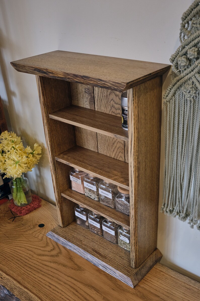Handmade Oak Spice Rack // Rustic Wooden Shelf // Small Cabinet ...