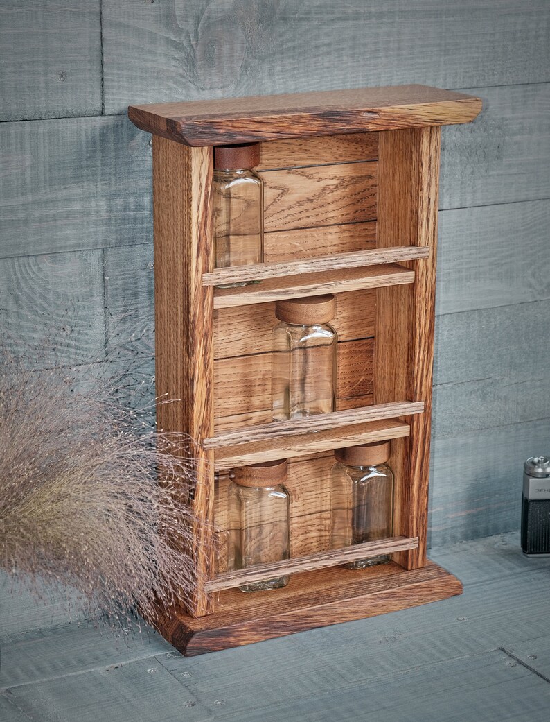 Handmade Oak Spice Rack // Rustic Wooden Shelf // Small Cabinet ...