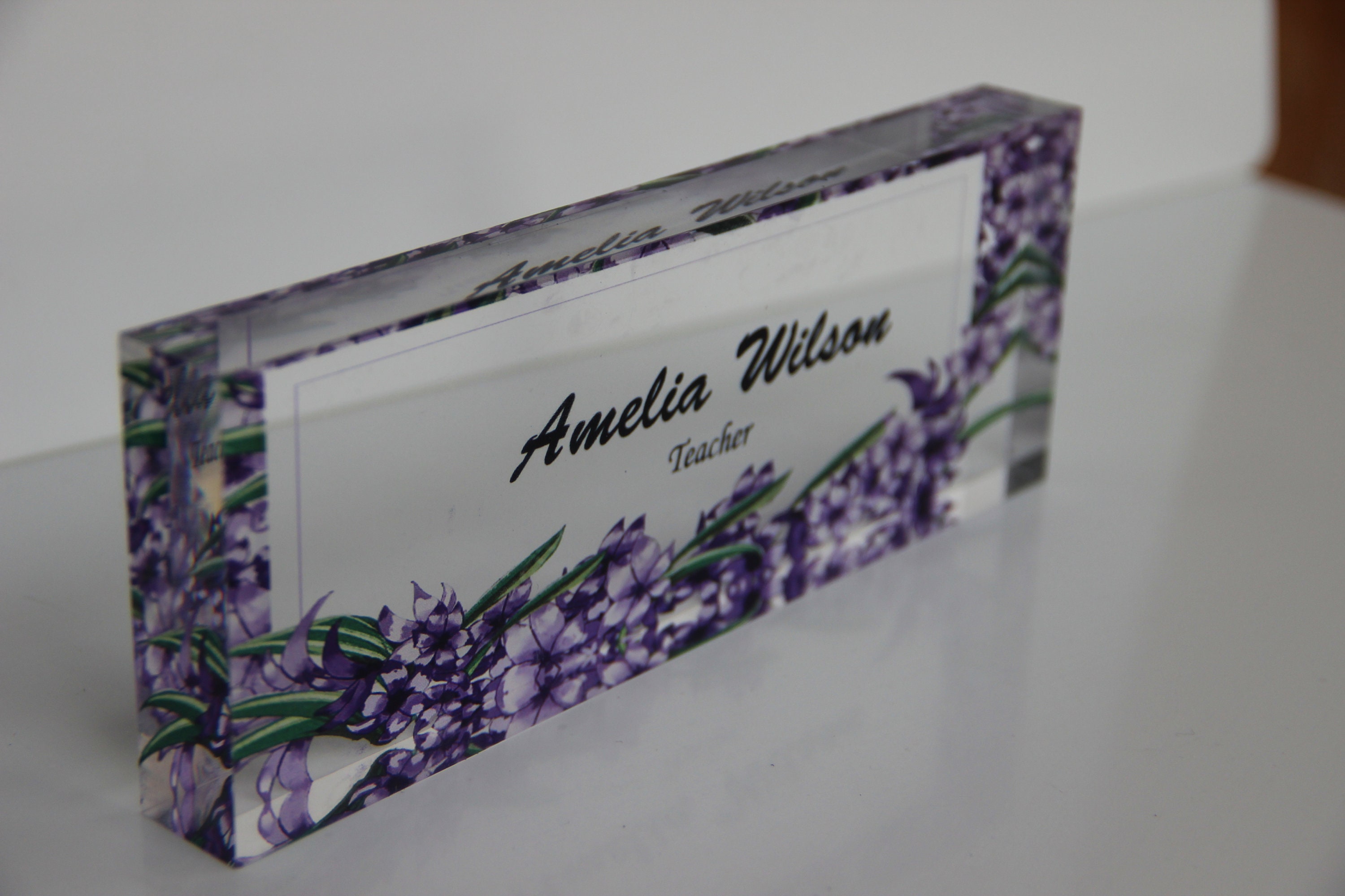 Clear Plexi Glass Desk Name Plate Personalized Office Name - Etsy
