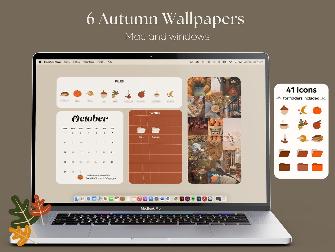 Autumn Fall Desktop Wallpapers & Icons Organizer Aesthetic Wallpapers ...