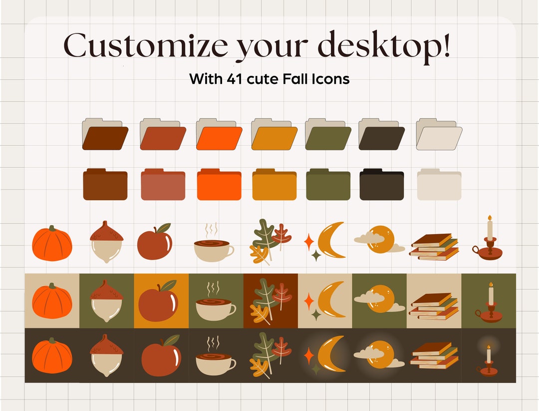 Custom Cute Fall Folder Icons Set - Personalize Your Desktop! - Autumn ...