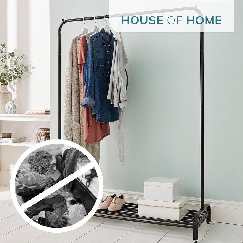 Garment Rack Clothes Rail With Shoe Storage Shelf & Adjustable - Etsy