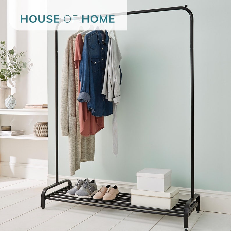 Garment Rack Clothes Rail With Shoe Storage Shelf & Adjustable - Etsy