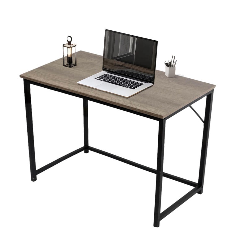 Computer Desk Rustic Grey Top With Black Metal Frame - Etsy UK
