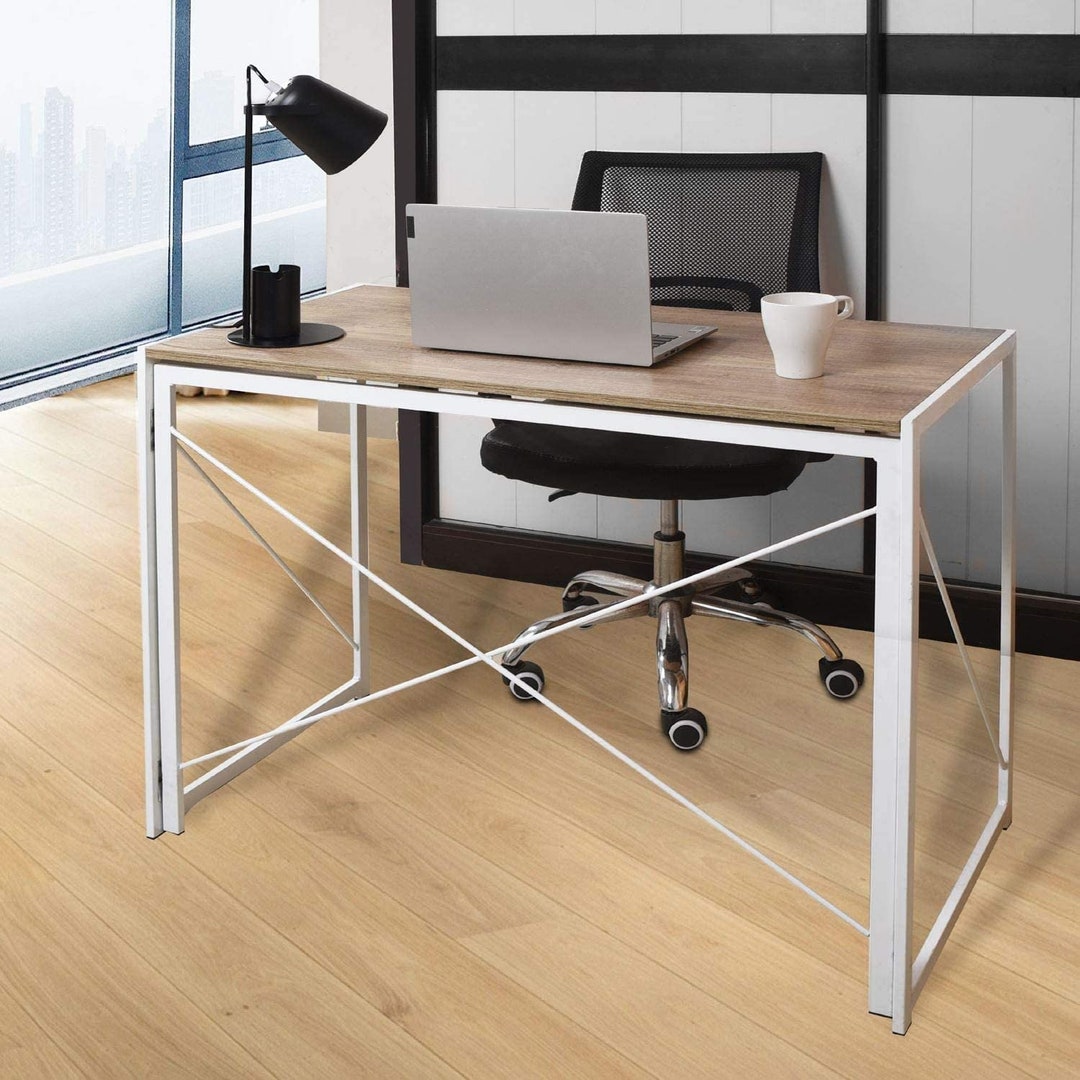 Folding Desk Table in White Powder Coating - 100 X 50 X 75cm - Etsy UK