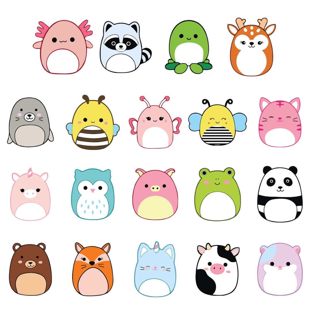 57 Squishmallow Animals PNG SVG Clipart Cricut Designs Bundle Images on ...