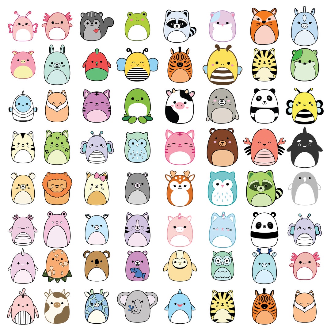 Squishmallow Animals PNG SVG Clipart Cricut Designs Bundle Images on ...