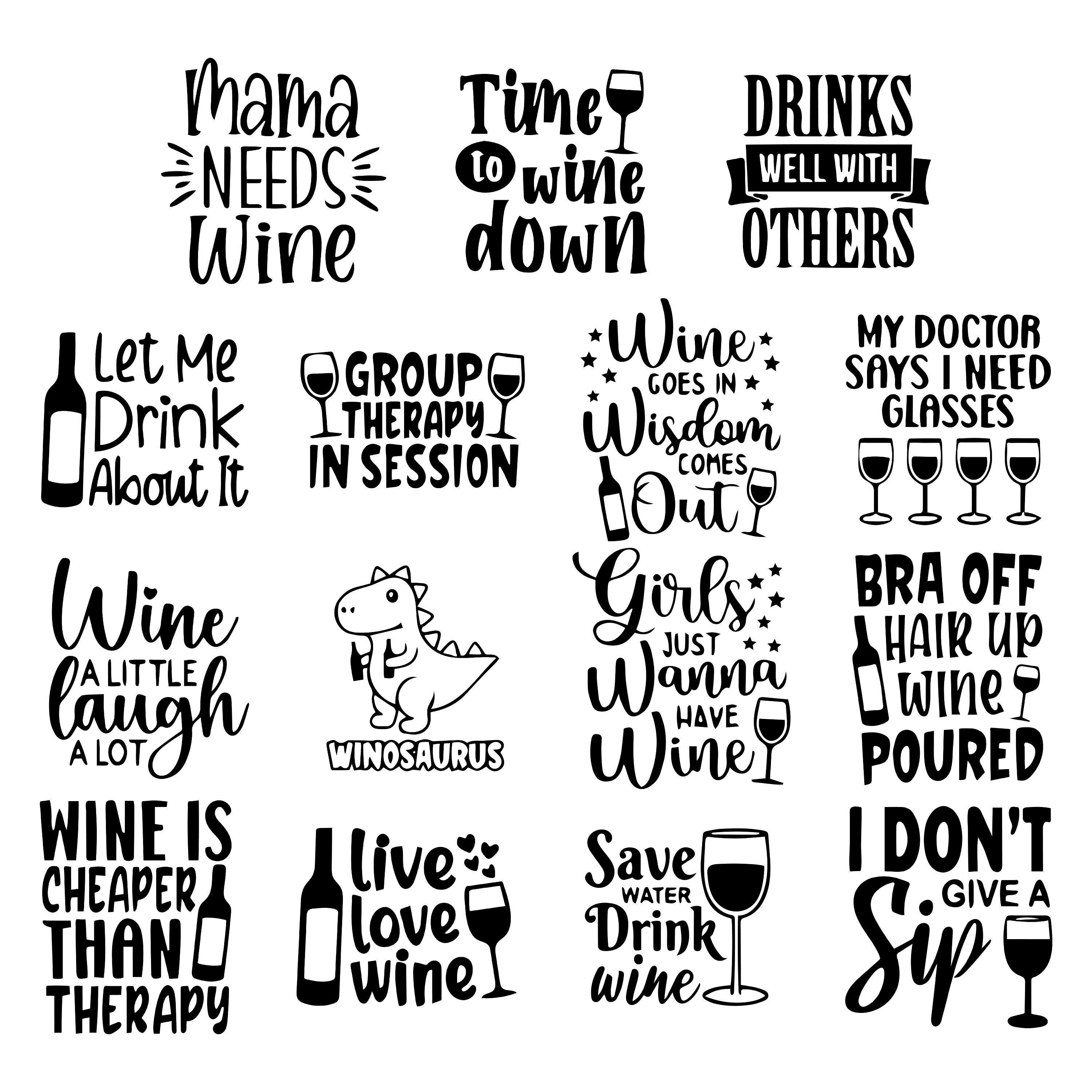 Wine Svg Bundle, Wine Svg, Alcohol Svg Bundle, Wine Glass Svg, Funny ...