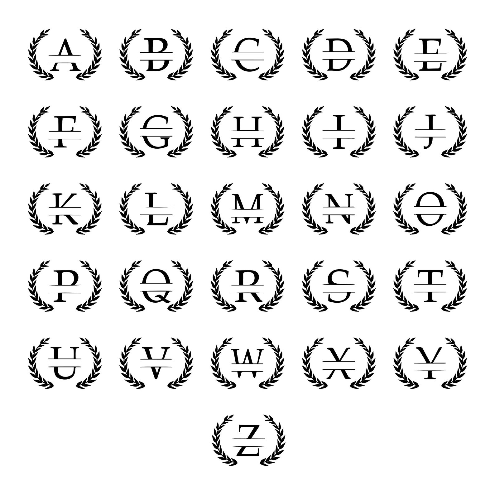 Monogram SVG Bundle, Last Name Svg, Initial Monogram Svg, Flourish ...