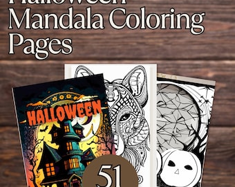 Printable Spooky Halloween Mandala Holliday Coloring Page - Etsy
