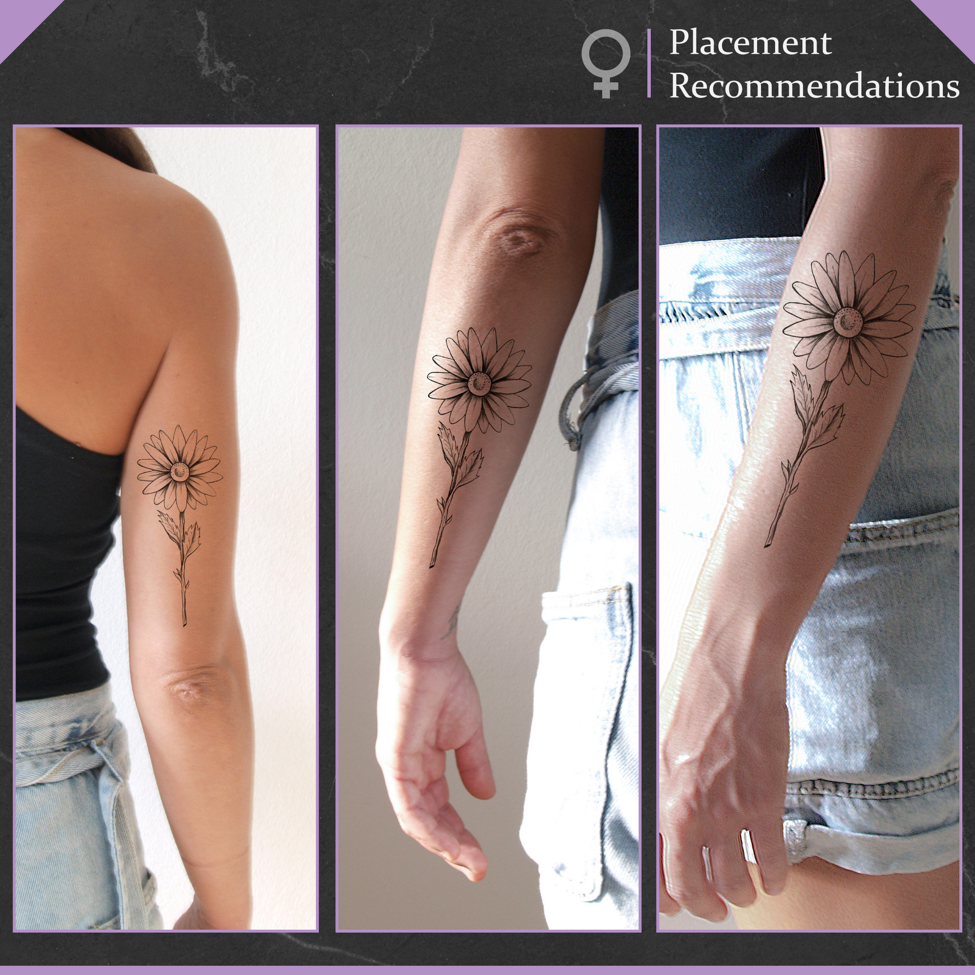 Artful Daisy Tattoo Design / Artful Flower Tattoo / Free Shipping ...