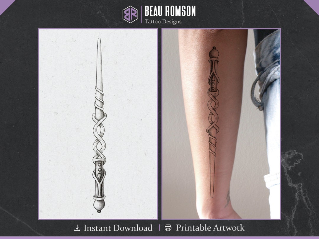 Magic Wand Tattoo Design / Illustrative Artful Tattoo / Spine Tattoo ...