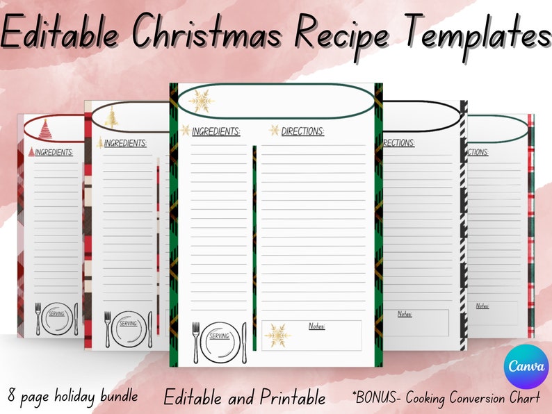 Recipe Book Personalized Christmas Gift 3 Ring Recipe Binder Printable ...