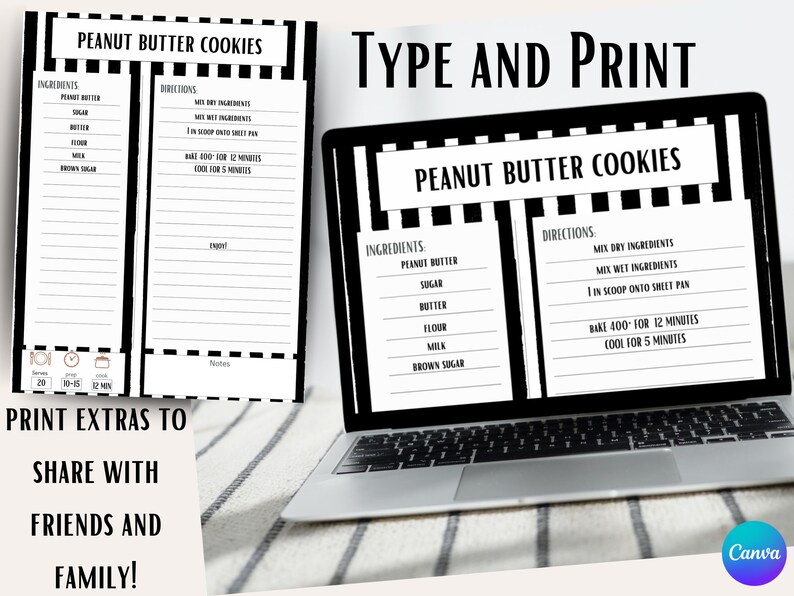 Printable Recipe Binder Kit, Farmhouse Kitchen, Fillable Recipe Pages ...