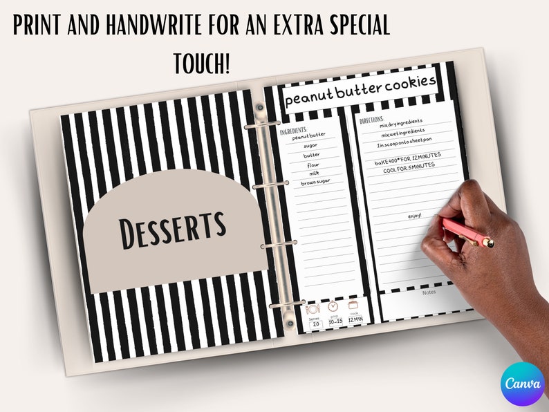 Printable Recipe Binder Kit, Farmhouse Kitchen, Fillable Recipe Pages ...