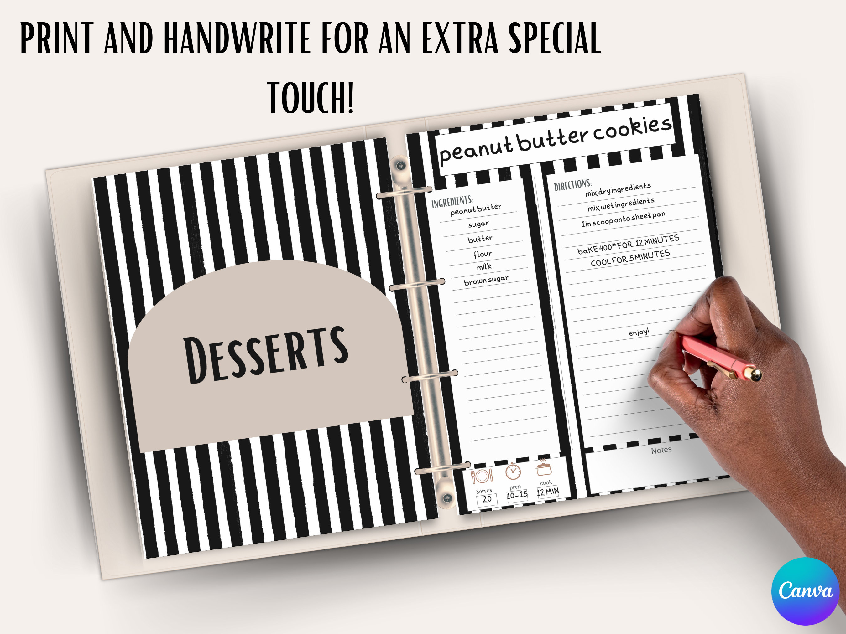 Printable Recipe Binder Kit, Farmhouse Kitchen, Fillable Recipe Pages ...