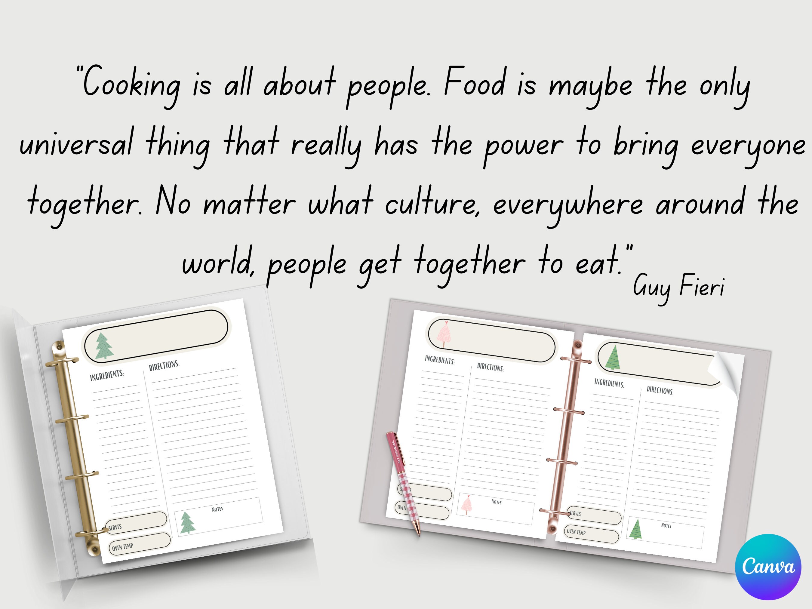 Editable and Printable Recipe Book Pages Personalized Recipe Book Gift ...