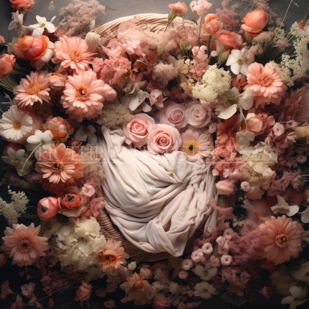 Newborn Digital Backdrop Blossom, Baby Digital Background, Newborn ...