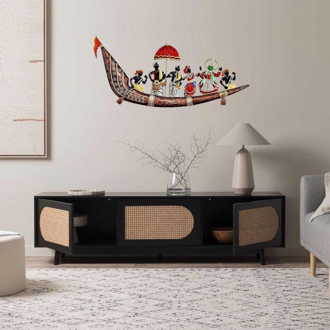 Handcrafted Kerala Boat Race Metal Wall Art Traditional Kathakali and ...