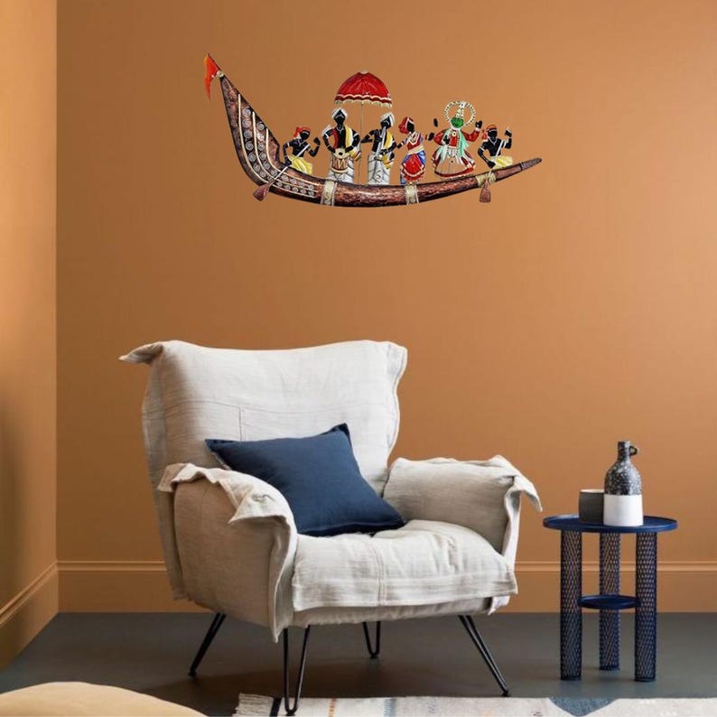 Handcrafted Kerala Boat Race Metal Wall Art Traditional Kathakali and ...