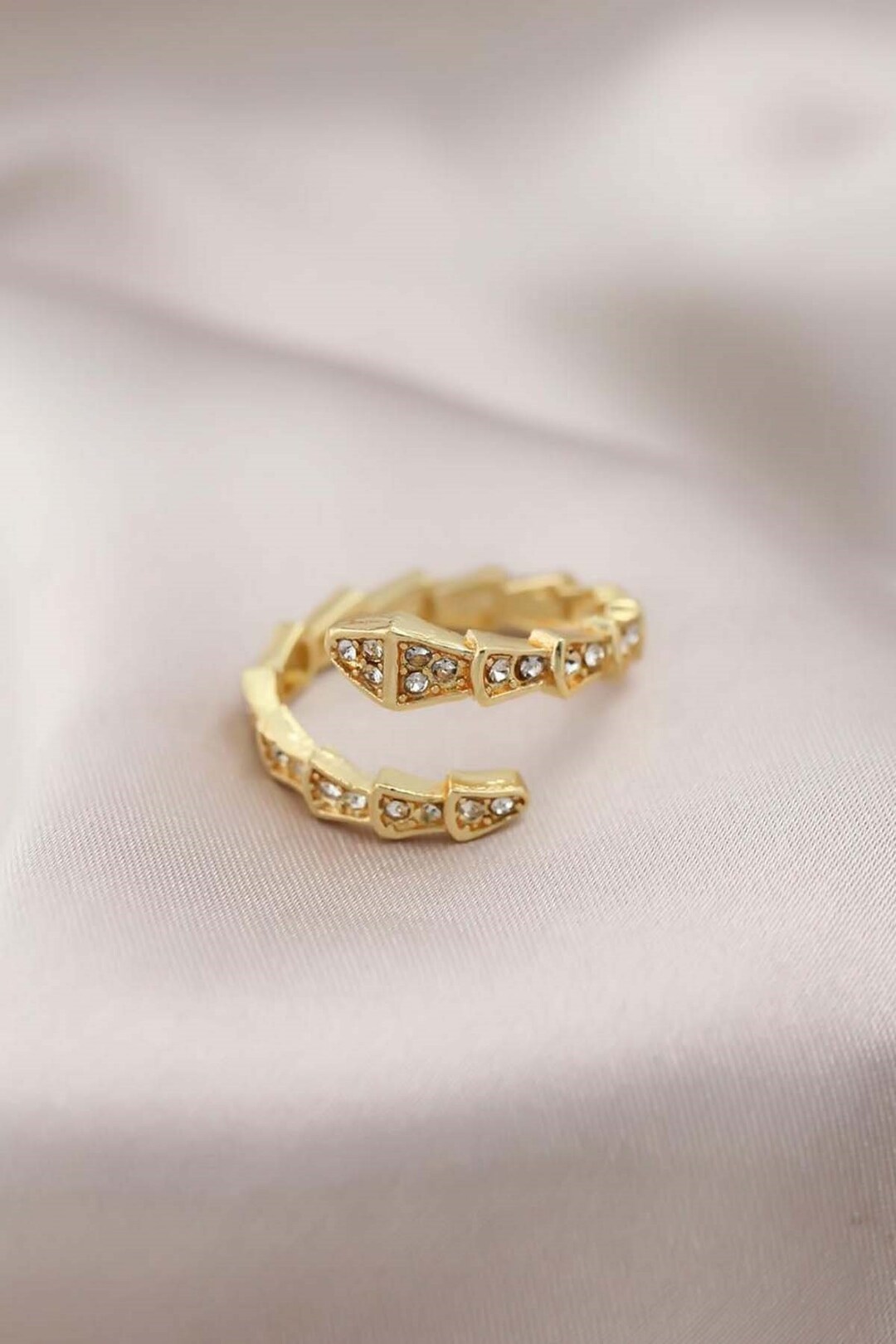 Gold Snake Ring Dainty Zircon Stone Ring Adjustable Gold Wrap - Etsy