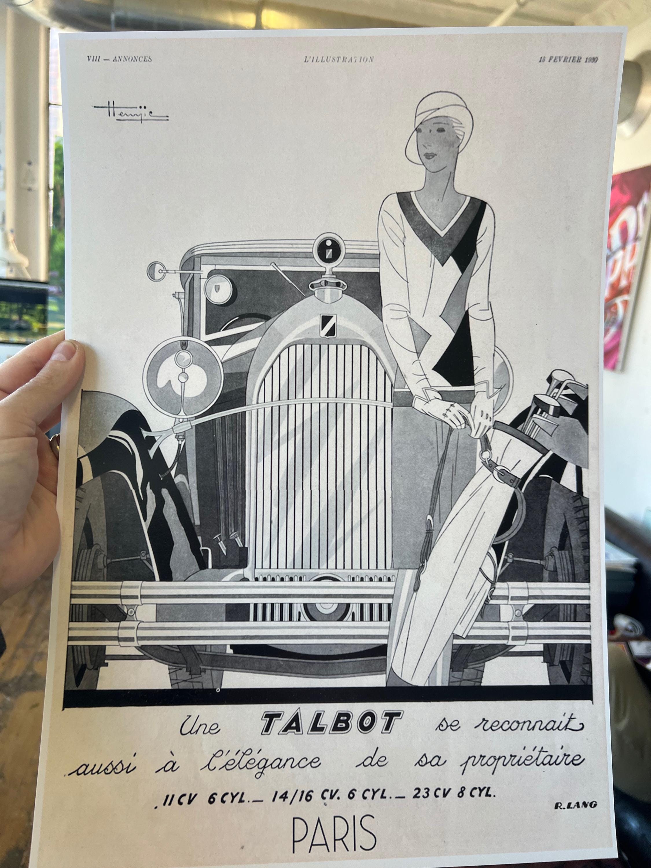 Talbot Car Ad, Art Deco - Etsy