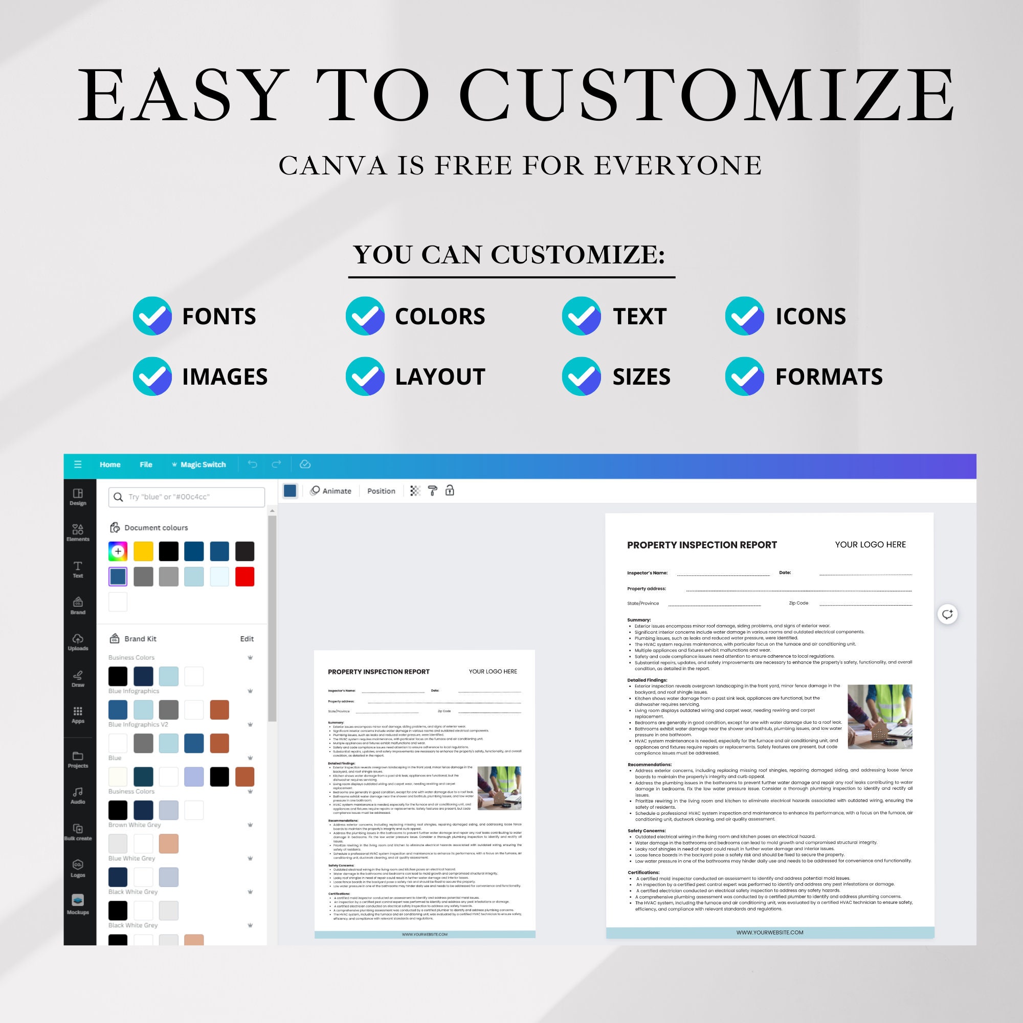 Real Estate Property Inspection Report, Real Estate Canva Agreement ...