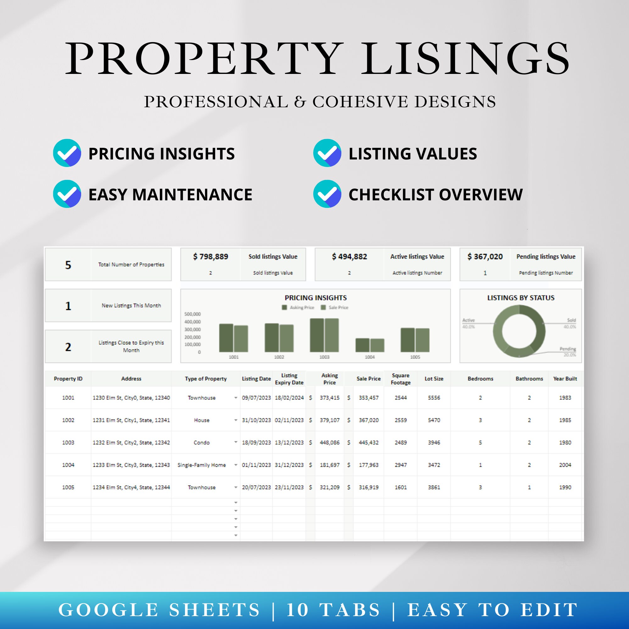 2024 Real Estate Google Sheets, Green, CRM, Real Estate Digital Planner ...