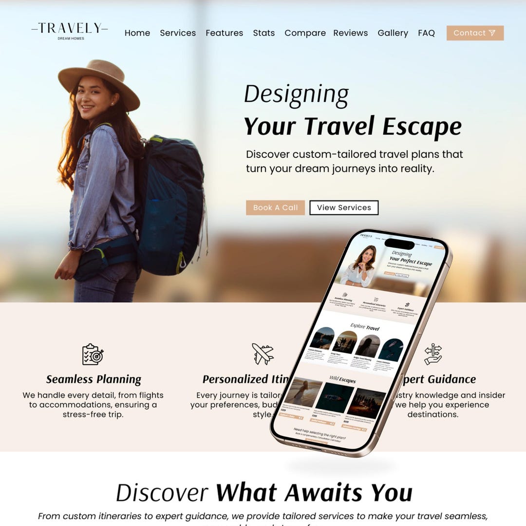 MODERN TRAVEL AGENCY Website, Travel Canva Website Template, Travel ...