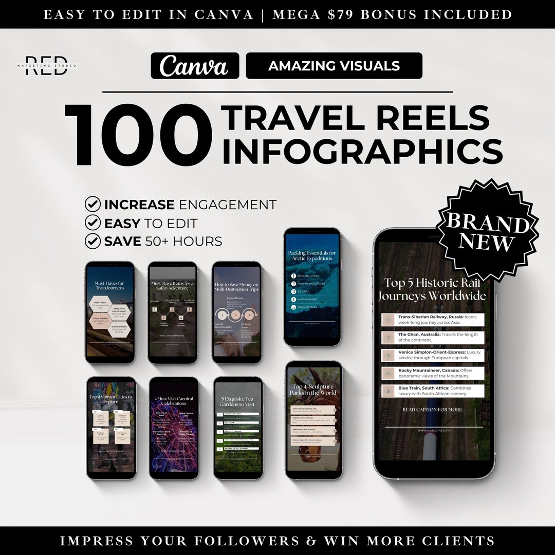 MEGA BUNDLE: 100 Travel Reels Posts, Travel Videos, Travel Agent Social ...