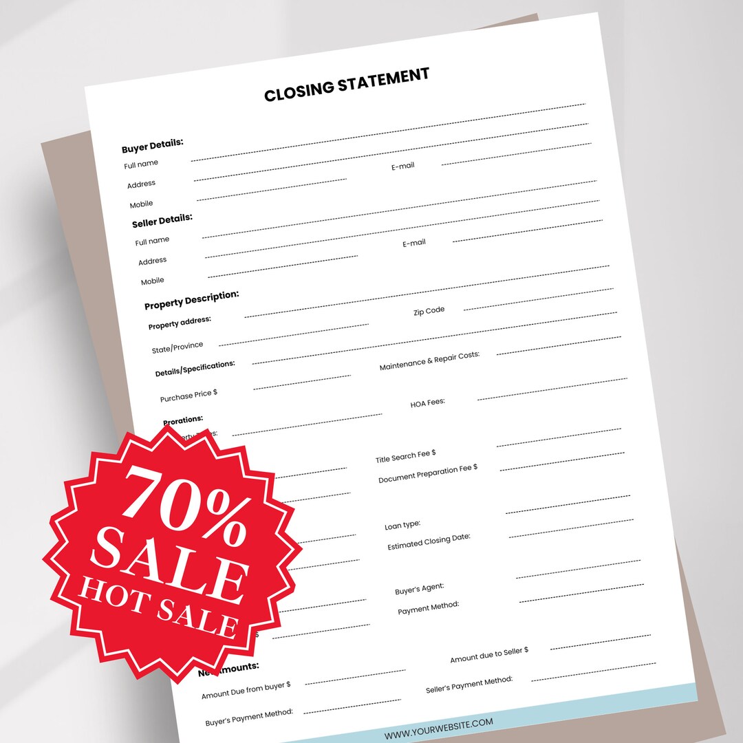 Closing Statement, Real Estate Canva Agreement, Closing Agreement Canva ...