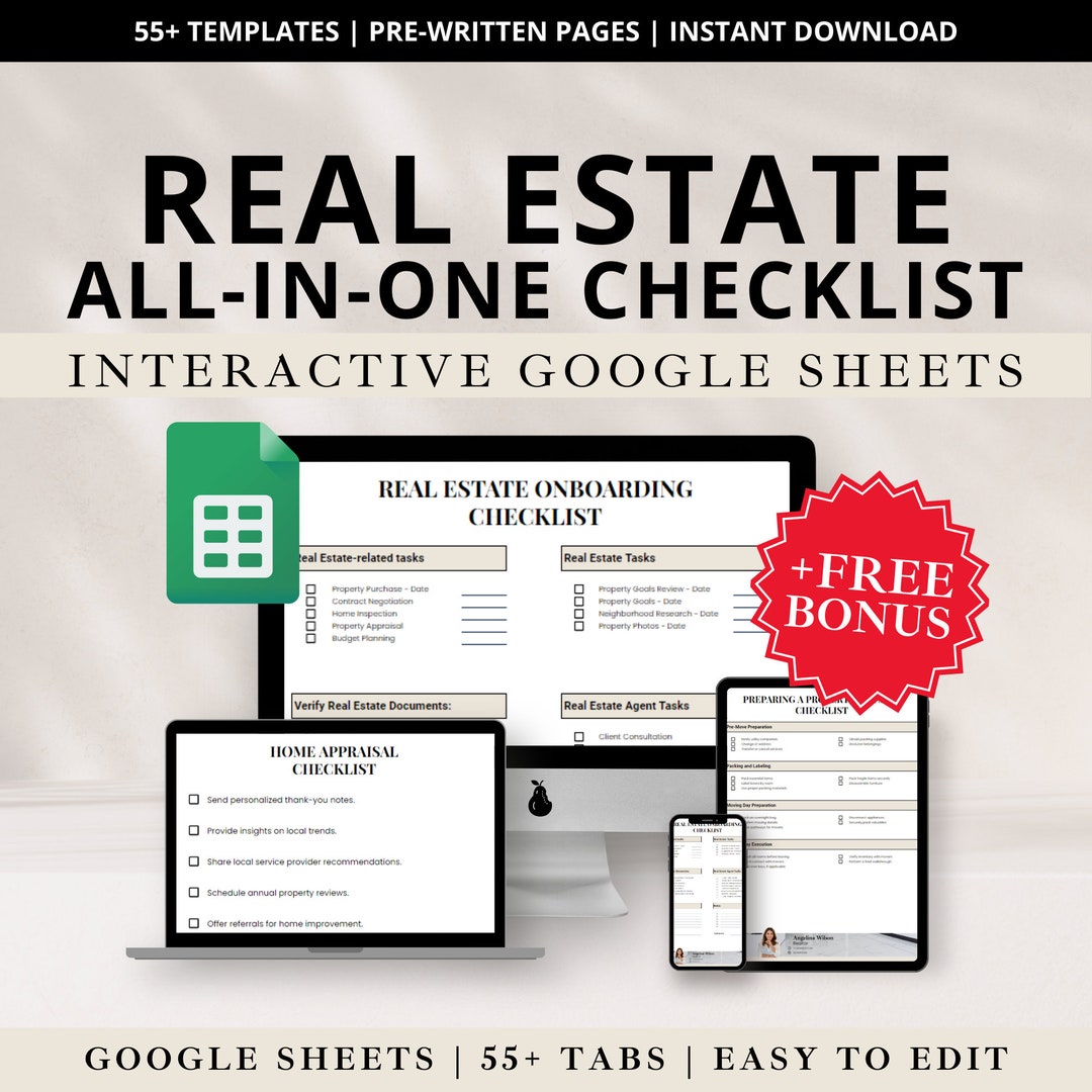 2025 Google Sheets Real Estate Checklist, Google Sheet Checklist, Real ...