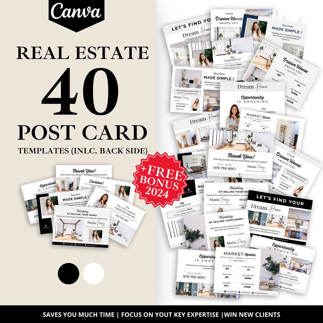 BIG BUNDLE: Real Estate Post Cards, Realtor Postcards, Real Esate Agent ...