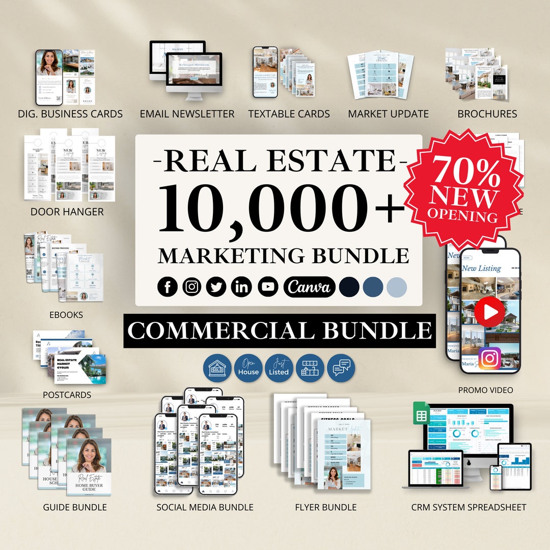 Commercial Bundle: Mega Real Estate Bundle, Textable Cards, Real Estate ...