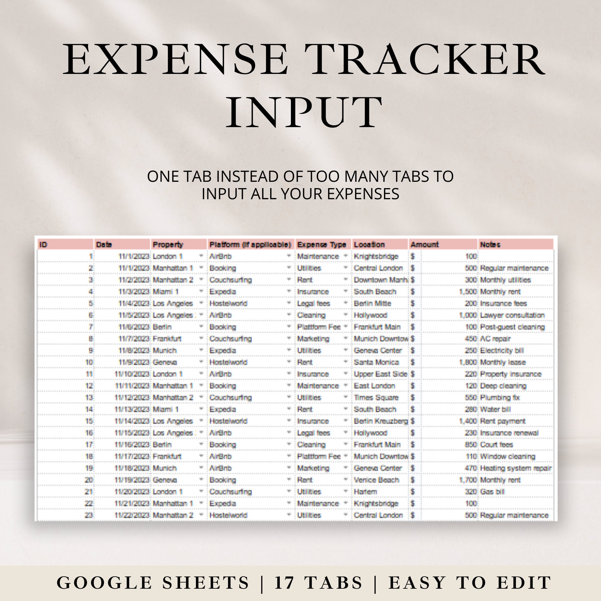 Rental Tracker Google Sheets, Rental Property Tracker, Airbnb Tracker ...