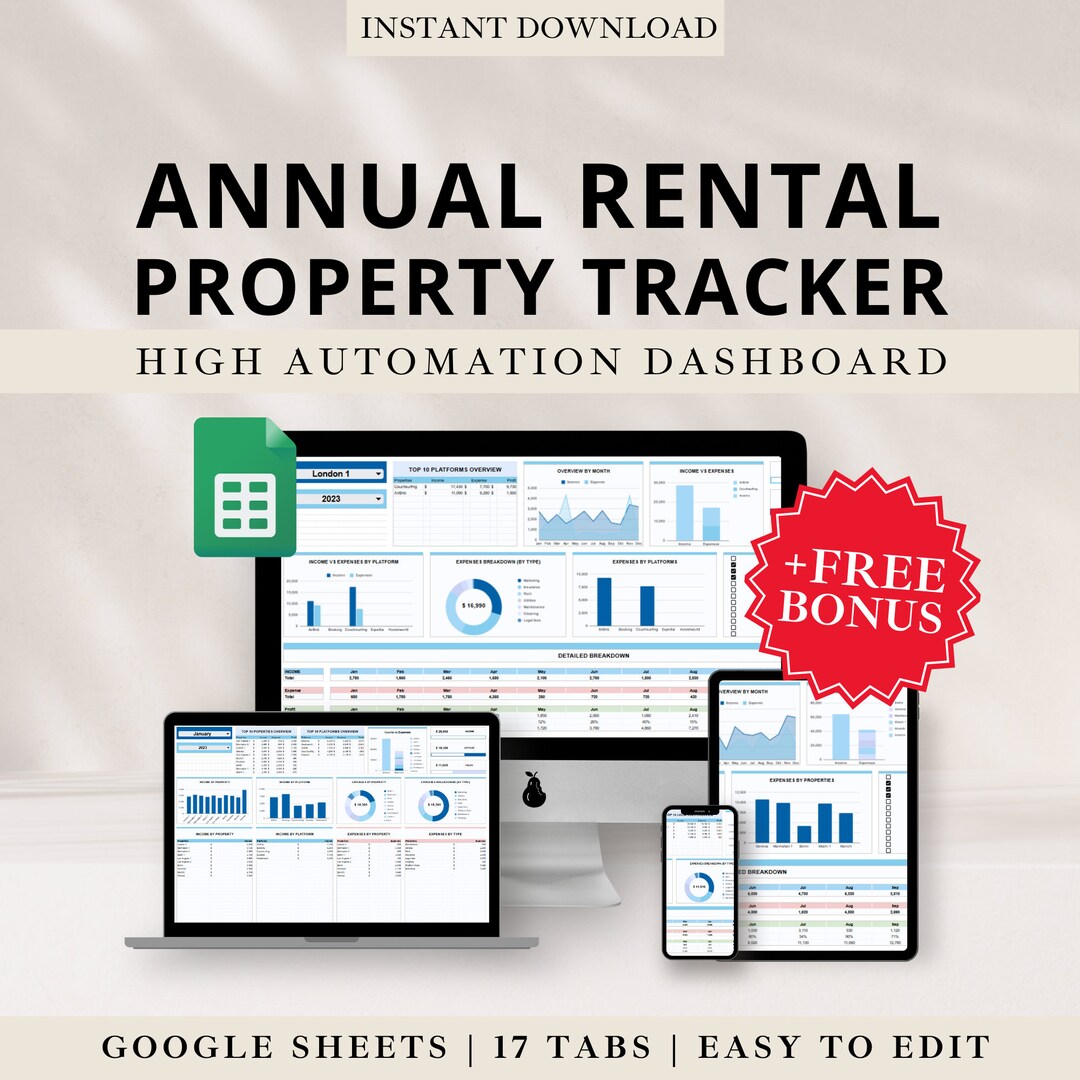 Rental Planner Google Sheets, Rental Property Tracker, Airbnb Tracker ...