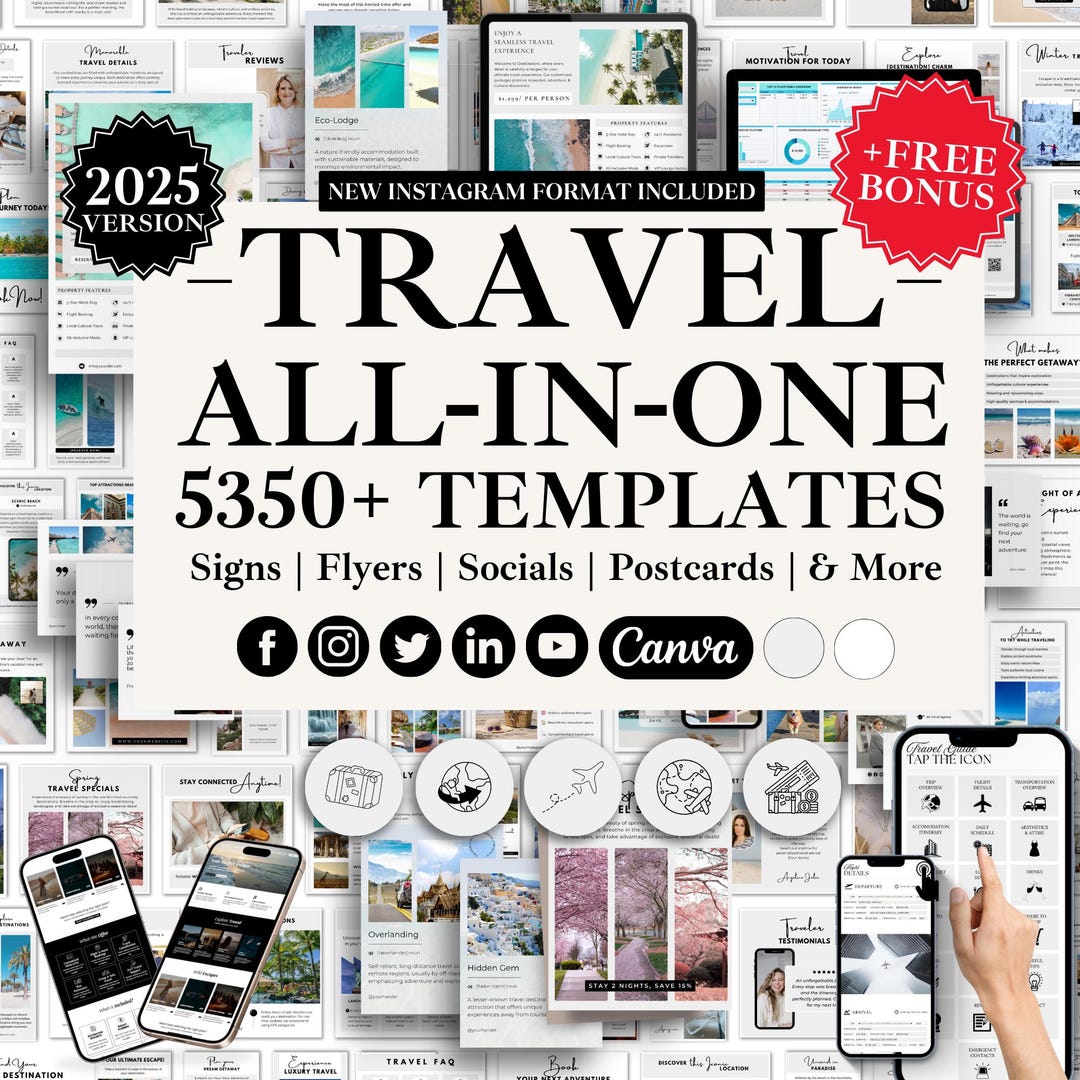 MEGA BUNDLE: Travel Templates, Travel Agent Templates, Travel Instagram ...