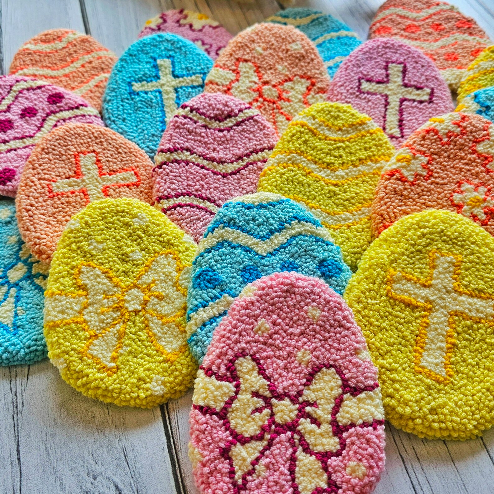 Easter Mug Rug Pattern, Punch Needle Coasters Pdf Pattern, Easter Eggs ...