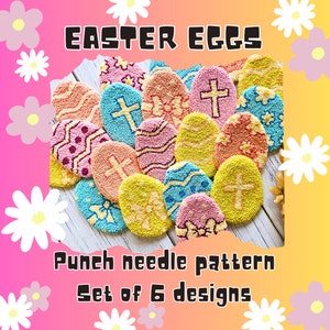 Easter Mug Rug Pattern, Punch Needle Coasters Pdf Pattern, Easter Eggs ...